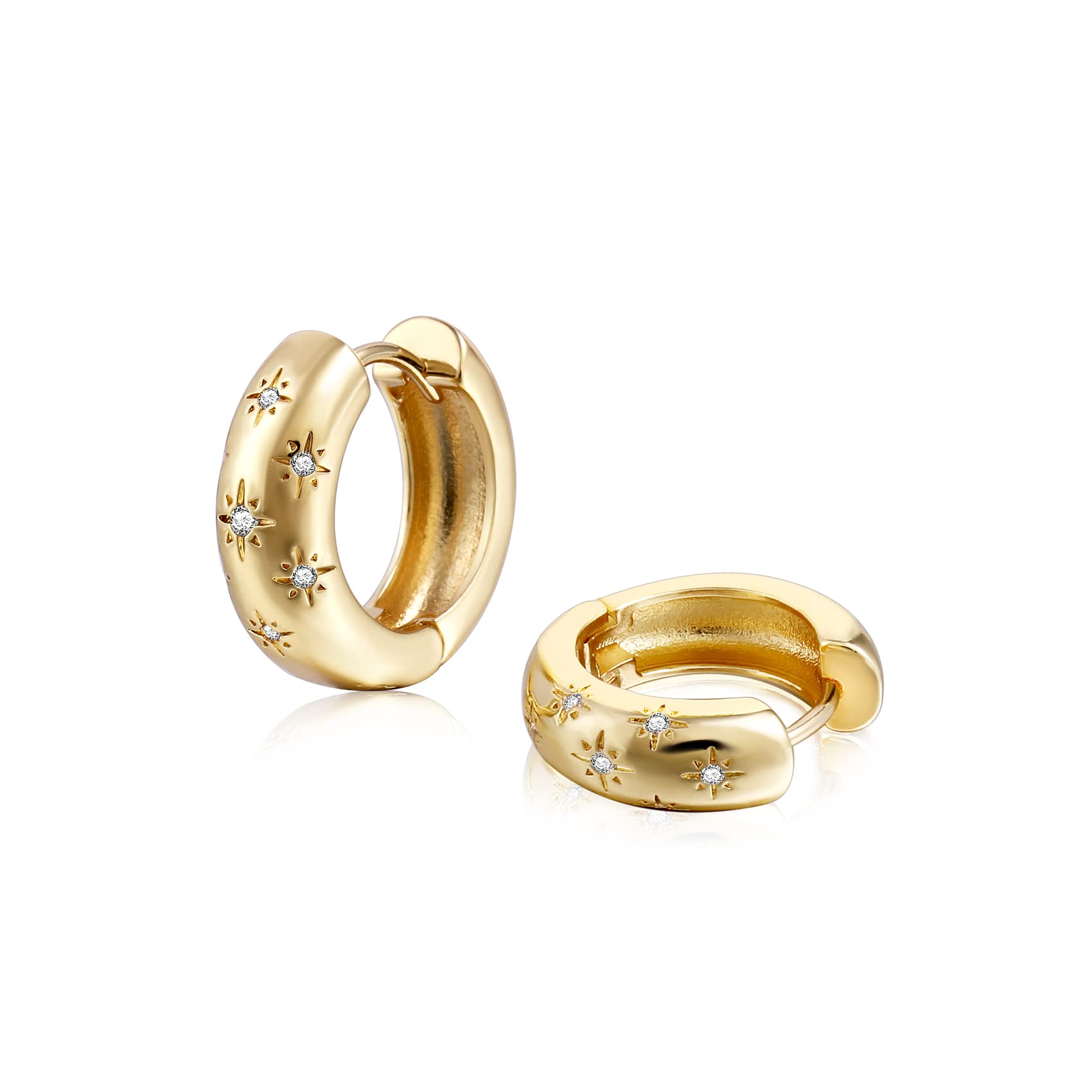 CONRAN KREMIX Gold Twisted Hoop Earrings For Women Gold Plated Simulated Diamond CZ Lightweight Open Hoops