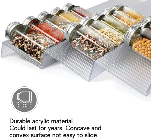 SZWQILIN Spice Drawer Organizer,Spice Rack Drawer for Kitchen, 4 Tier Acrylic Drawer Spice Organizer for Jars and Packets,Expandable From 11" to 22" 8 Pack (Clear)