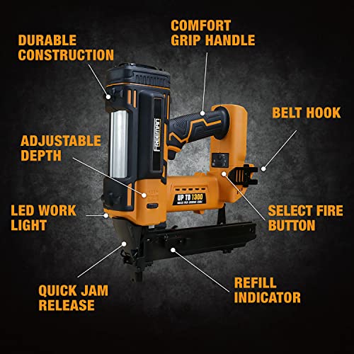 Freeman PE20VTFS16 20 Volt Cordless 16-Gauge 1" Fencing Stapler (Tool Only) β 1300 Shots per Charge