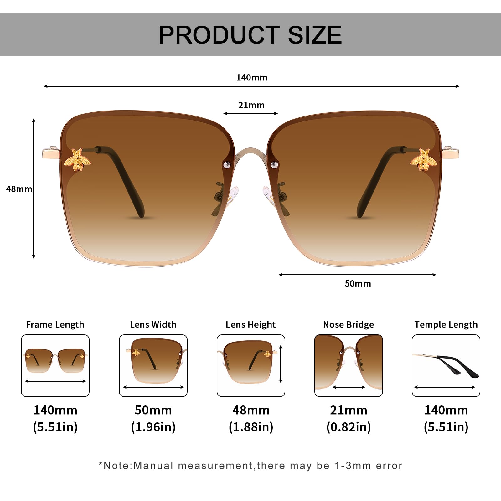 Dollger Square Oversized Sunglasses for Women Trendy Black Sunglasses Large Frame Gradient Lens UV400 Protection