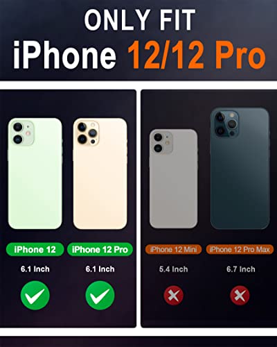 SHIELDON Wallet Case for iPhone 12 5G, Genuine Leather Folio Case Magnetic Shock Absorbing Case RFID Blocking Credit Card Holder Kickstand Compatible with iPhone 12/12 Pro 6.1" - Retro Brown