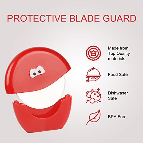 Pizza Cutter Wheel - 2 Pack Pizza Slicer Cutter,3 Inch Super Sharp Stainless Steel Blade with Protective Plastic Guard Cover and Easy To Clean (Red)