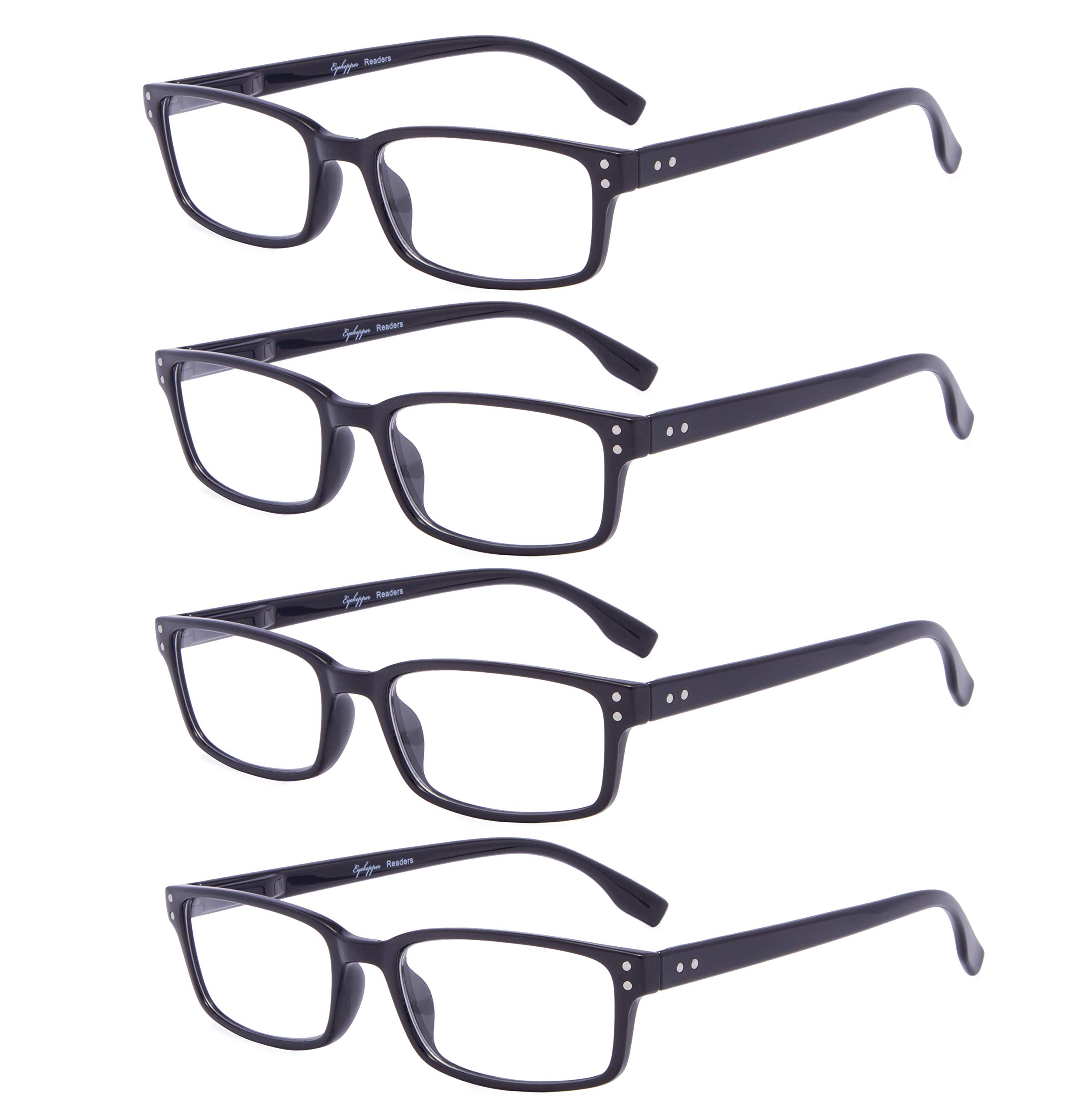 CessBlu 4 Pack Vintage Reading Glasses Men Comfort Readers Women Reading Eyeglasses(Black,+3.00)