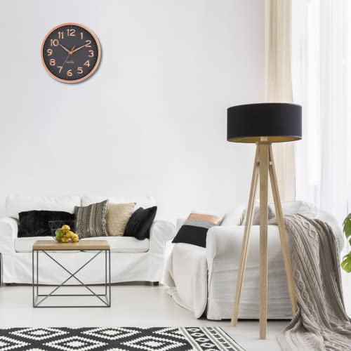 HIPPIH Wall Clock 2 Pack, 10 Inch Modern Wall Clocks Battery Operated, Non Ticking Silent Wall Clock, Simple Small Analog Wall Clock for Living Room, Bedroom, School, Office Decor (Rose Gold Black)