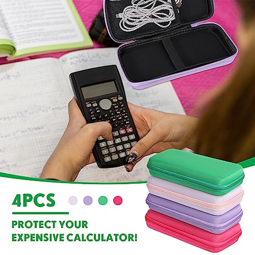 PerKoop 4 Pcs Hard Graphing Calculator Case Compatible with Ti 84 Plus Ce, 84 Plus, 83 Plus Ce, Fx 9750gii Zipped Pocket Hard Travel Case Office Calculator Accessories for USB Cables, Pencil, Ruler