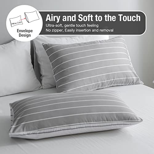 Lekesky Grey Duvet Cover Queen Size, Comforter Covers Queen 3pc Soft 100% Washed Microfiber Breathable Bedding Duvet Cover Set with Zipper Ties (1 Comforter Cover 90x90 +2 Pillow Cases)