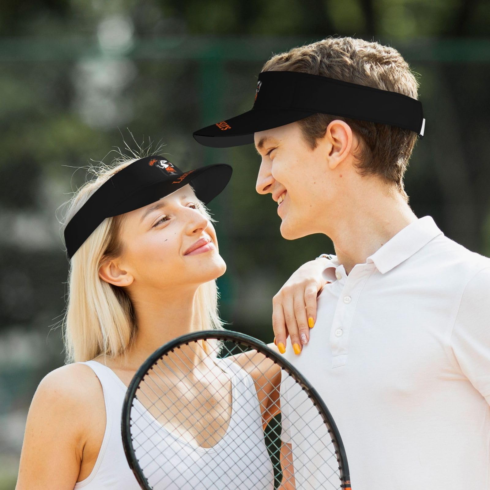 Fashion Pizza Logo Visor Hats for Women & Men, Adjustable Sport Empty Top Baseball Sun Cap, Outdoor Tennis & Golf Black 2 Caesars-Visor