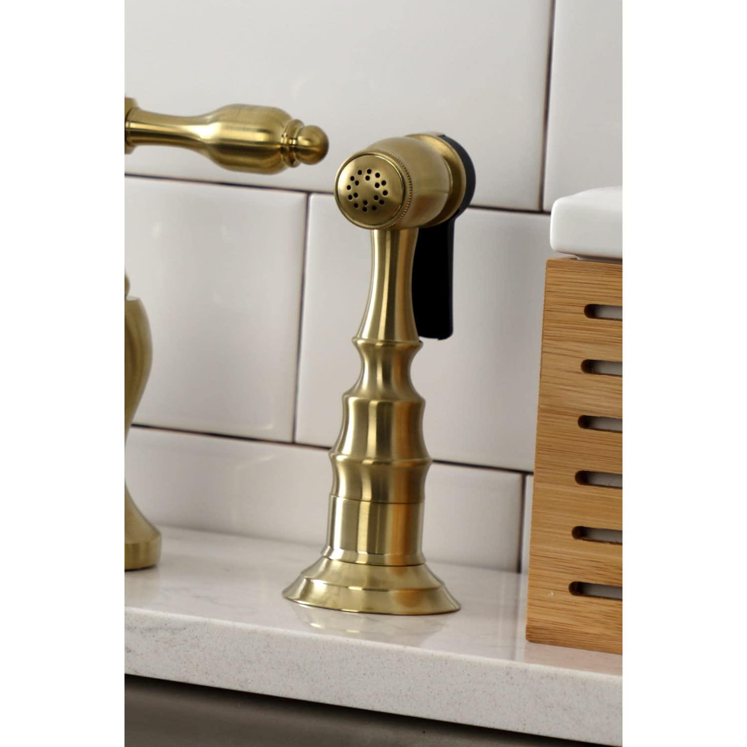 Kingston Brass KS7755TALBS Tudor Bridge Kitchen Faucet, Oil-Rubbed Bronze, 13.88 x 8.25 x 14.5