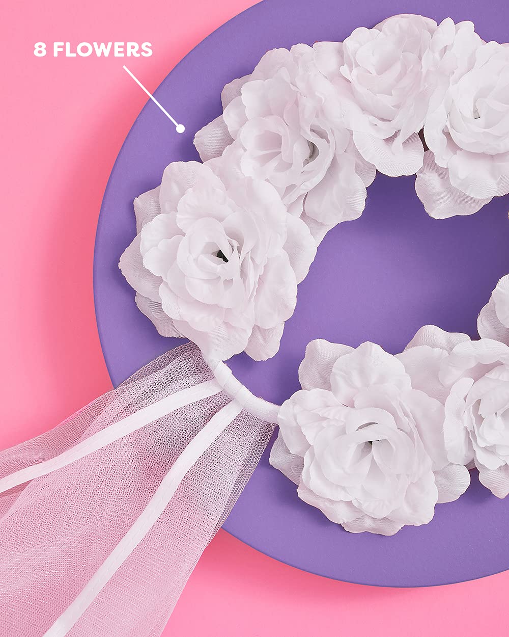 xo, Fetti Bachelorette Party Decorations Veil - White Flower Pom Pom Veil | Bridal Shower | Bride to Be Gift + Engagement Decorations