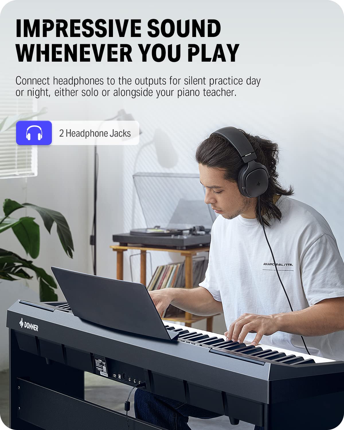 Donner DEP-20 Beginner Digital Piano + Adjustable Keyboard Bench 1.6 Inch Thickness