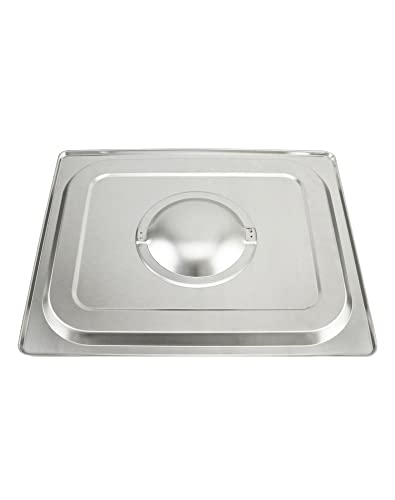 QWORK Solid Pan Lid with Handle, 2 Pack Stainless Steel Steam Table Pan Cover, for 1/2 Size Steam Pans