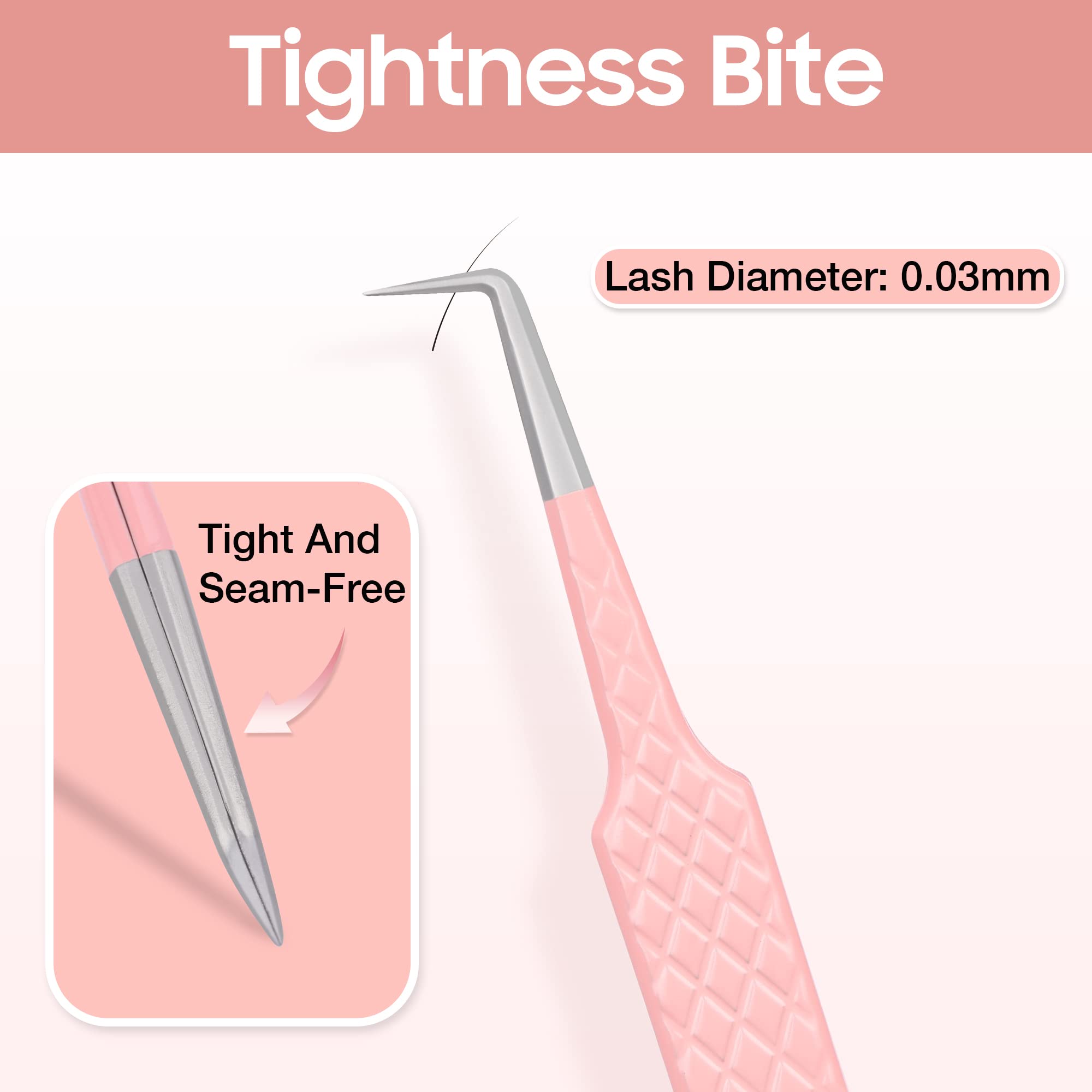 Fiber Tip Lash Tweezers for Eyelash Extensions, Professional Stainless Steel Lash Extension Tweezers for Volume Fan, Precision Supplies Work Best Tool(90 Degree)