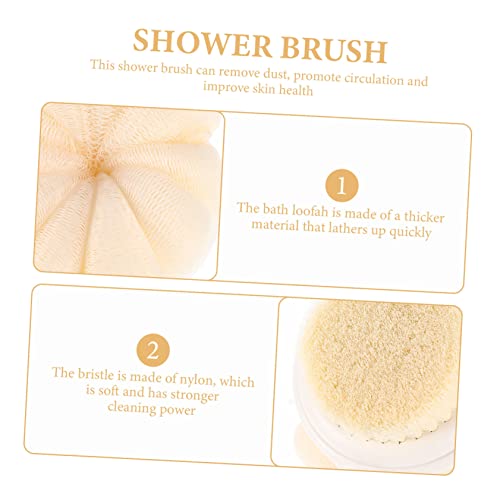 LALAFINA 3pcs Long Handle Bath Brush Dual- Sided Back Brush Shower Body Brush Bath Mesh Sponge Body Scrub Sponge Brush Cleaner He Washer Machine Cleaner Back Shower Brush Durable Bath Brush