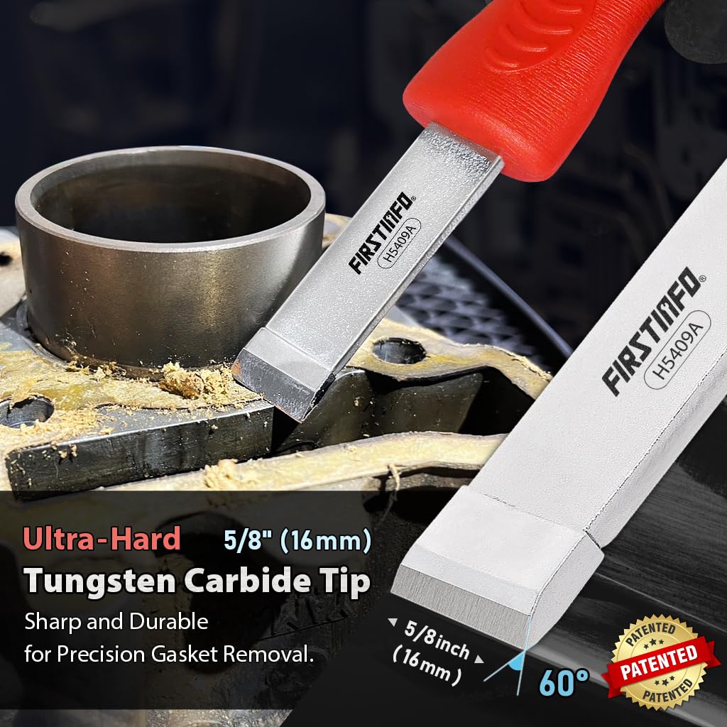 FIRSTINFO H5409A Automotive Gasket Scraper w/Tungsten Carbide Tip | Rust, Buildup Cleaning Blade Scraper Tool