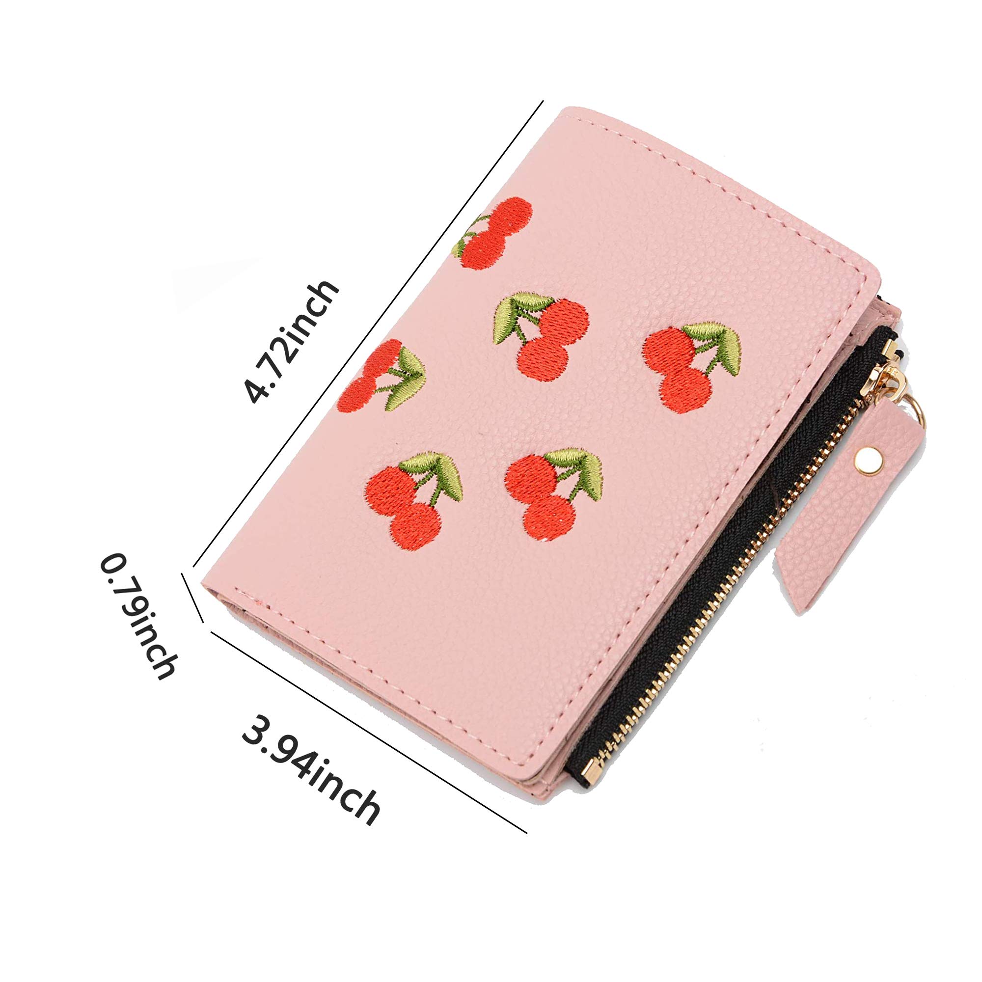Nawoshow Women Cute Small Wallet Cherry Pattern Coin Purse Card Holder Clutch Bag (A-Pink)