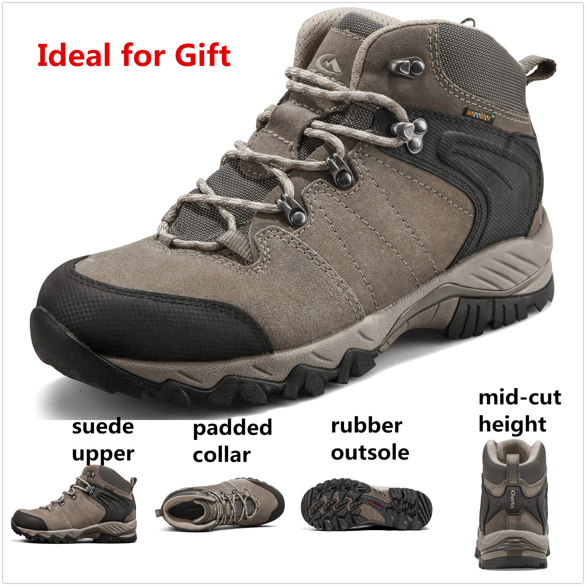 Clorts Men's Hiking Boot Waterproof Lightweight Backpacking Trekking Trail Shoes Brown HKM-822G US7.5