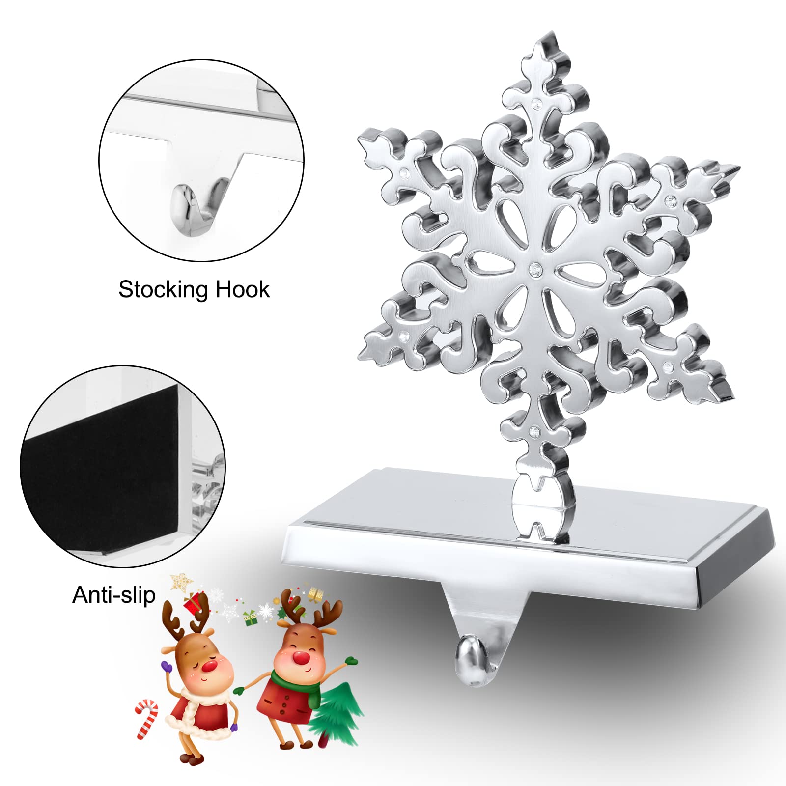 Ceramic Christmas Tree Stocking Holders for Mantle, Set of 2 Christmas Tree Stocking Hangers with LED Light for Fireplace, Green White Christmas Tree Stocking Hangers for Window Christmas Decoration