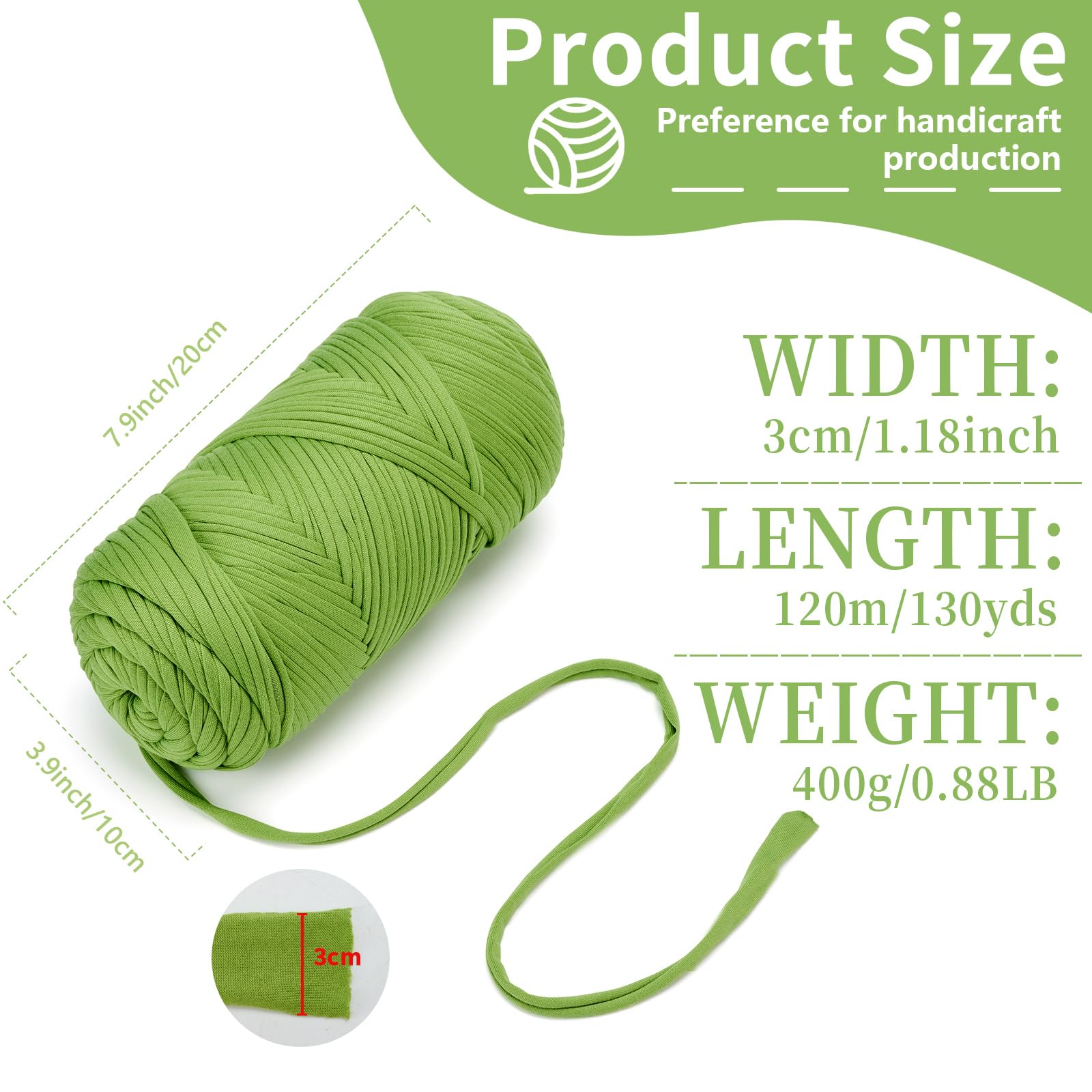 Comtest T-Shirt Yarn Knitting Yarn for DIY Bag Blanket Cushion Handmade Crochet Elastic Fabric Yarn 0.88Lb Grey