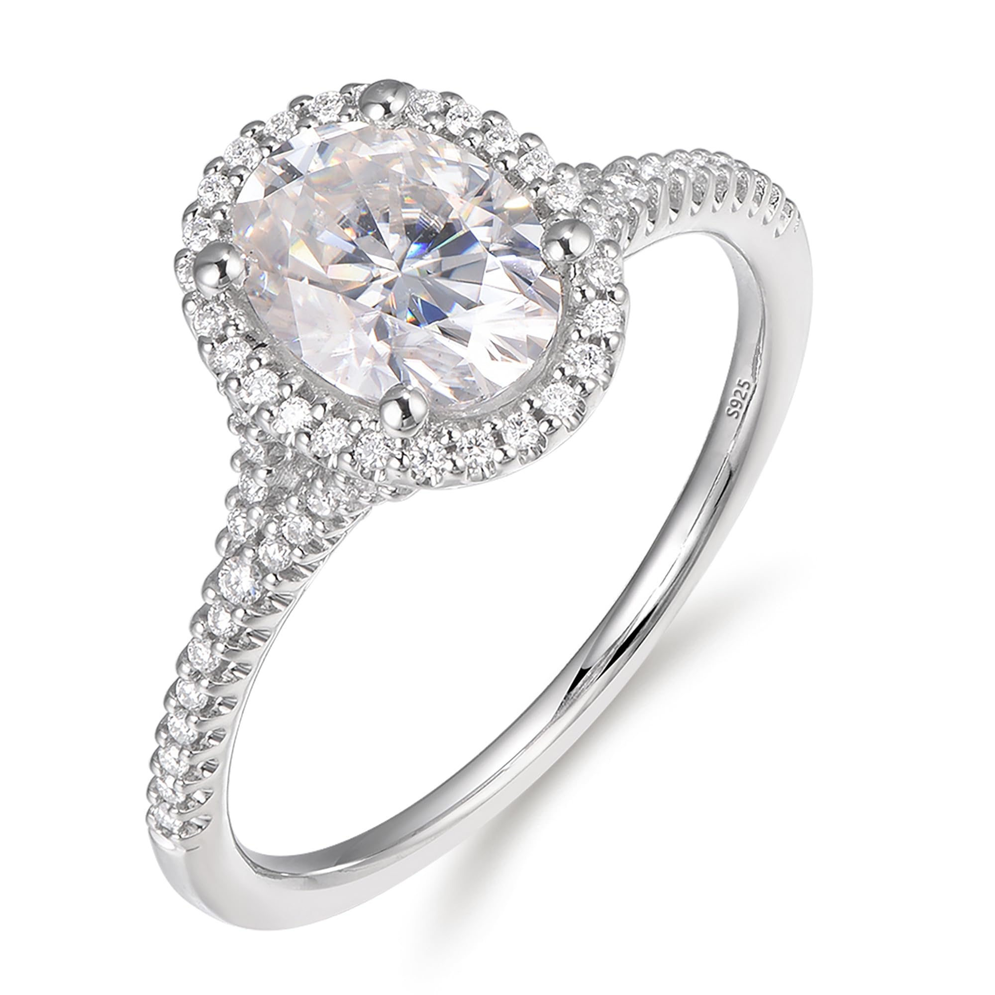 CGSRING 1.5 Carat Oval Cut Moissanite Engagement Ring Hidden Halo Oval Moissanite Rings for Women (9.5)
