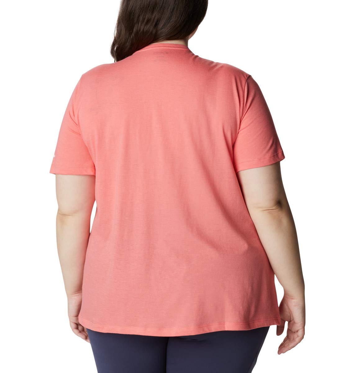 Columbia Women's Bluebird Day Relaxed Crew Neck, Salmon Heather/Outlined Brand, X-Large