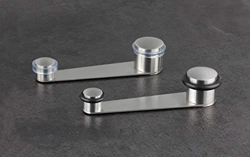 EVI | Rotating Doorstop | for Doors up to 2.75'' Thick | Black Rubber | Stainless Steel Matte Finish | Includes Screw + Anchor | Mod I-152