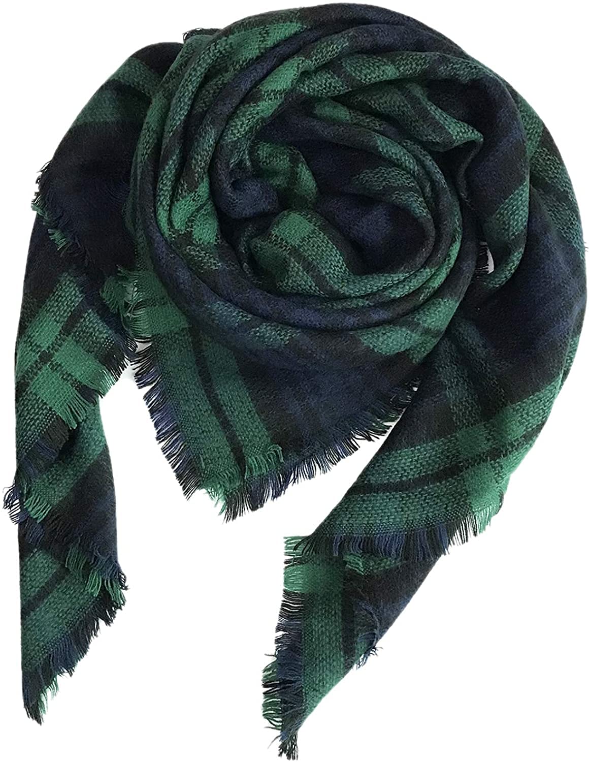 Chalier Plaid Blanket Scarf Winter Fall Scarfs for Women, Warm Soft Chunky Oversized Tartan Shawls Wraps Scarves(Green)