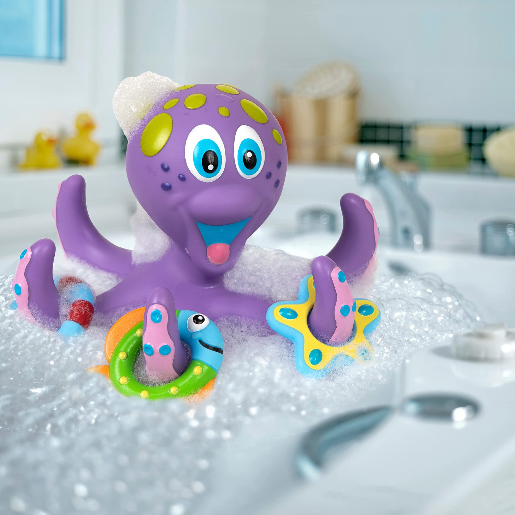 Factory Direct Partners SoftScape Playtime Grow-n-Learn Tunnel Climber Plus Pads for Toddlers and Nuby Floating Purple Octopus with 3 Hoopla Rings Interactive Bath Toy