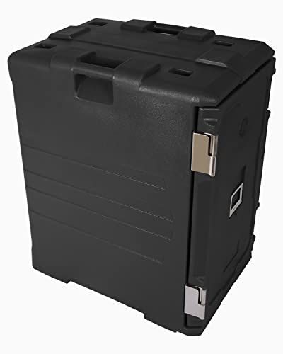 TABU 95QT End-Loading Insulated Food Pan Carrier, LLDPE Material Food Box Carrier with Double Buckles, Front Loading Portable Food Warmer with Handles (Black)