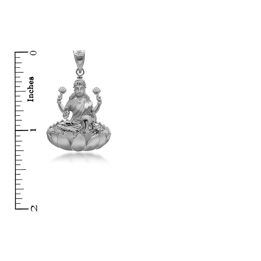 Certified 925 Sterling Silver Hindu Goddess Lakshmi (Luxmi) Pendant