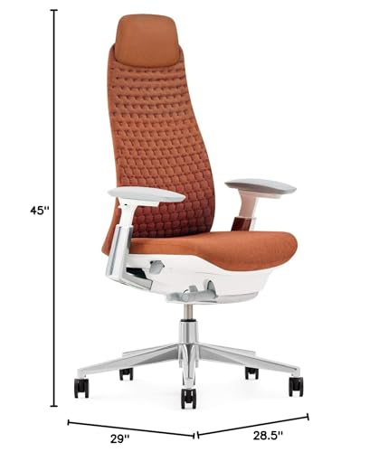 Haworth Fern Executive Office Chair with Ergonomic Innovations - Stylish Desk Chair with Digital Knit Finish and Adjustable Headrest - with Lumbar Support (Ember)