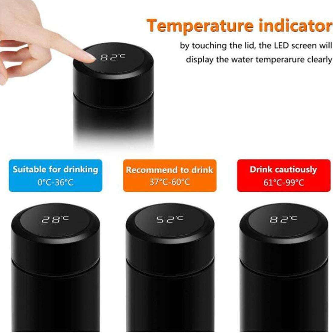 Coffee thermos,Coffee bottle,Tea Infuser Bottle,Smart Sports Water Bottle with LED Temperature Display,Double Wall Vacuum Insulated Water Bottle, Keep Hot Or Cold, 17oz(Blue)