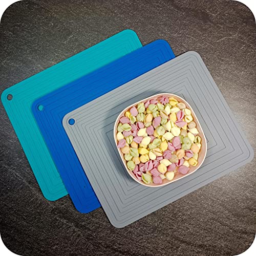 Silicone Trivets Mats Kitchen Tool Set 3 Pcs, Large Silicone Trivets for Hot Dishes,Silicone Trivets for Hot Pots and Pans, Silicone Trivet Mats Set About 9"X12", Black Silicone Hot Pads for Kitchen