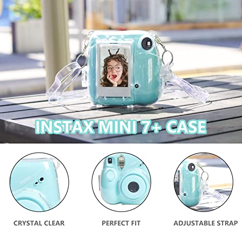 WOGOZAN Accessories for Fujifilm Instax Mini 7+ Plus Instant Camera Bundle kit Includes Mini 7+ Clear Case/Photo Album/Picture Frames/Selfie Mirror/Magnetic Frames/DIY Stickers and Other Accessories