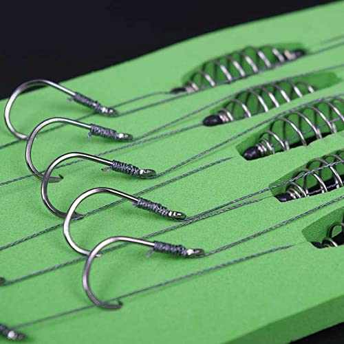 chaber Hooks 5 Pcs/Set Double Hook Fishing Line Stainless Steel Barbed Carp Hooks Bait Feeder Spring Fish Hook Tools Accessories Fishing Hooks (Size : Size 11)