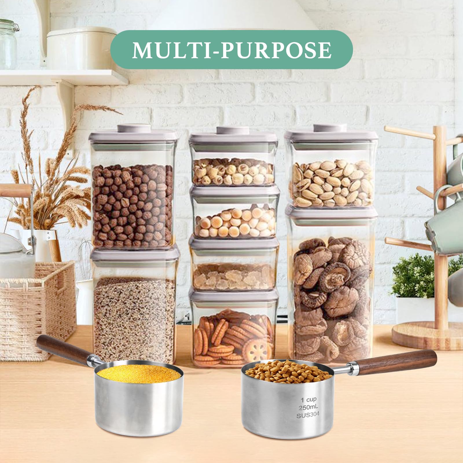 FAFAFLYER Dog-Cat Food-Scoop Measuring-Cup - 304 stainless steel material.1-Cup capacity. Precision scale measurements