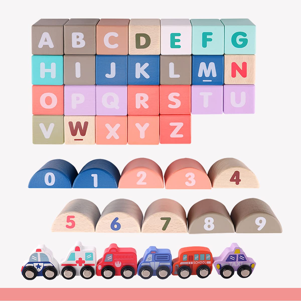 Xylolin Wooden Building Blocks Set, 115 Pieces City Construction Stacking Blocks Toys, Preschool Learning Educational Toys Boys Girls Age 3 4 5 6 Years Old