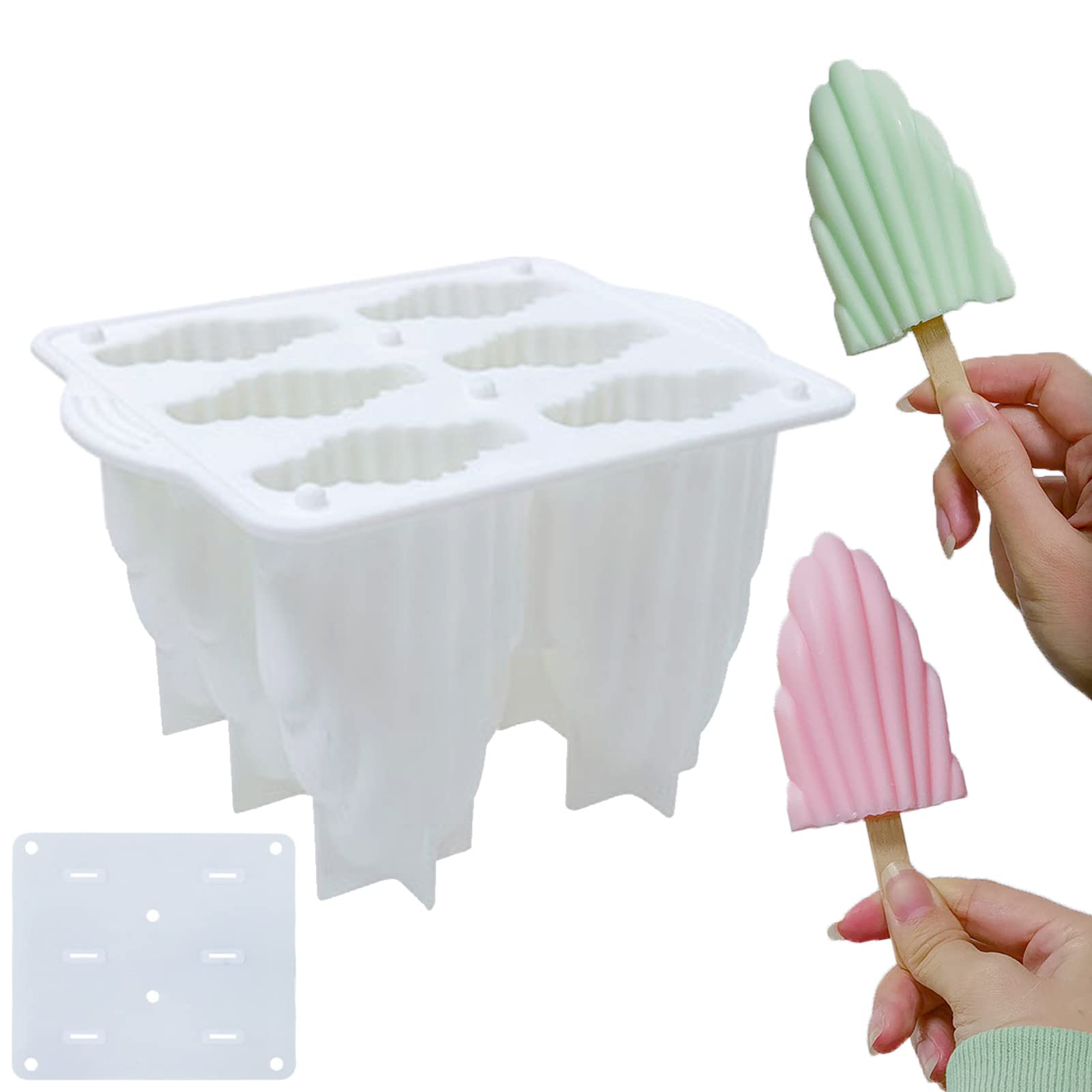 CUAIBB Popsicles Molds, Silicone Popsicle Molds Reusable Ice Pop Mold, Popsicle Molds Silicone BPA Free, Easy Release Ice Cream Tray Cakesicles DIY Sakura Molds (Cherry Blossom)