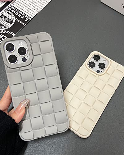 Ginkgonut Compatible with iPhone 13 Pro Max Case for Women/Girls, Cute 3D Laid Desgin Soft Silicone Shockproof Raised Bumper Corners Case for iPhone 13 Pro Max(Gray)
