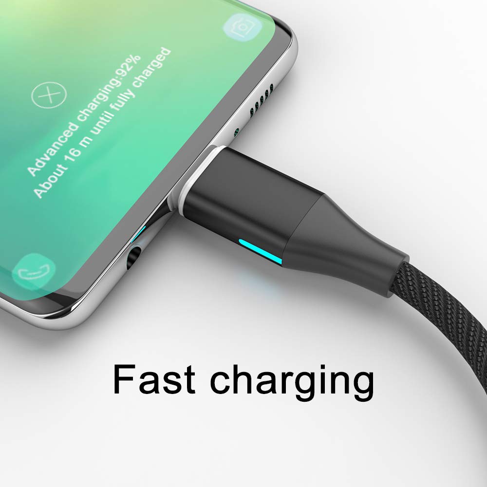 NetDot Gen10 3in1 Nylon Braided Magnetic Charging Cable Fast Charging and Data Transfer for Micro USB and USB C Android Smartphones and i-Product (3.3ft / 3 Pack, Black)