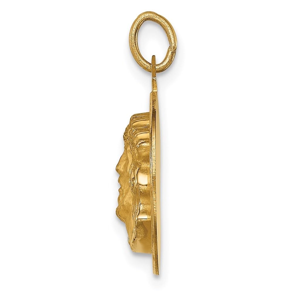 Diamond2Deal 14k Yellow Gold Hollow Satin Small Round Jesus Medal