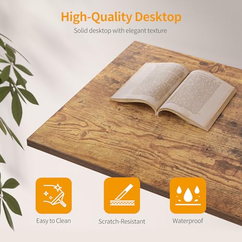 CubiCubi Computer Home Office Desk, 40 Inch Small Desk Study Writing Table with Storage Shelves, Modern Simple PC Desk with Splice Board, Black Walnut Finish