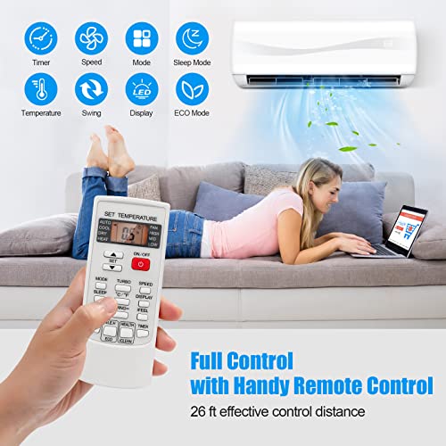 PETSITE 9000 BTU Mini Split Air Conditioner Pre-Charged Inverter Heat Pump System, 17 SEER2 208V-230V Wall Mounted Ductless AC Unit Energy Saving with Installation Kit Cools Rooms up to 450 Sq. Ft, White