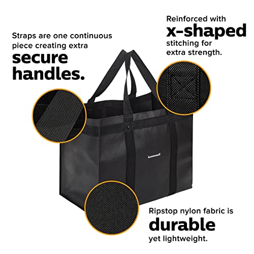 Homemell Reusable Grocery Bags Heavy Duty Foldable Shopping Bags - Extra Strength Large Size Black Collapsible Tote (10 Pack Value Bundle)