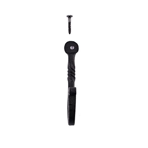 Renovators Supply Bathroom Hooks 3.5 in. Black Wrought Iron Wall Mount Hooks for Hanging Robe, Towel, Hat, or Jewellery with Mounting Hardware