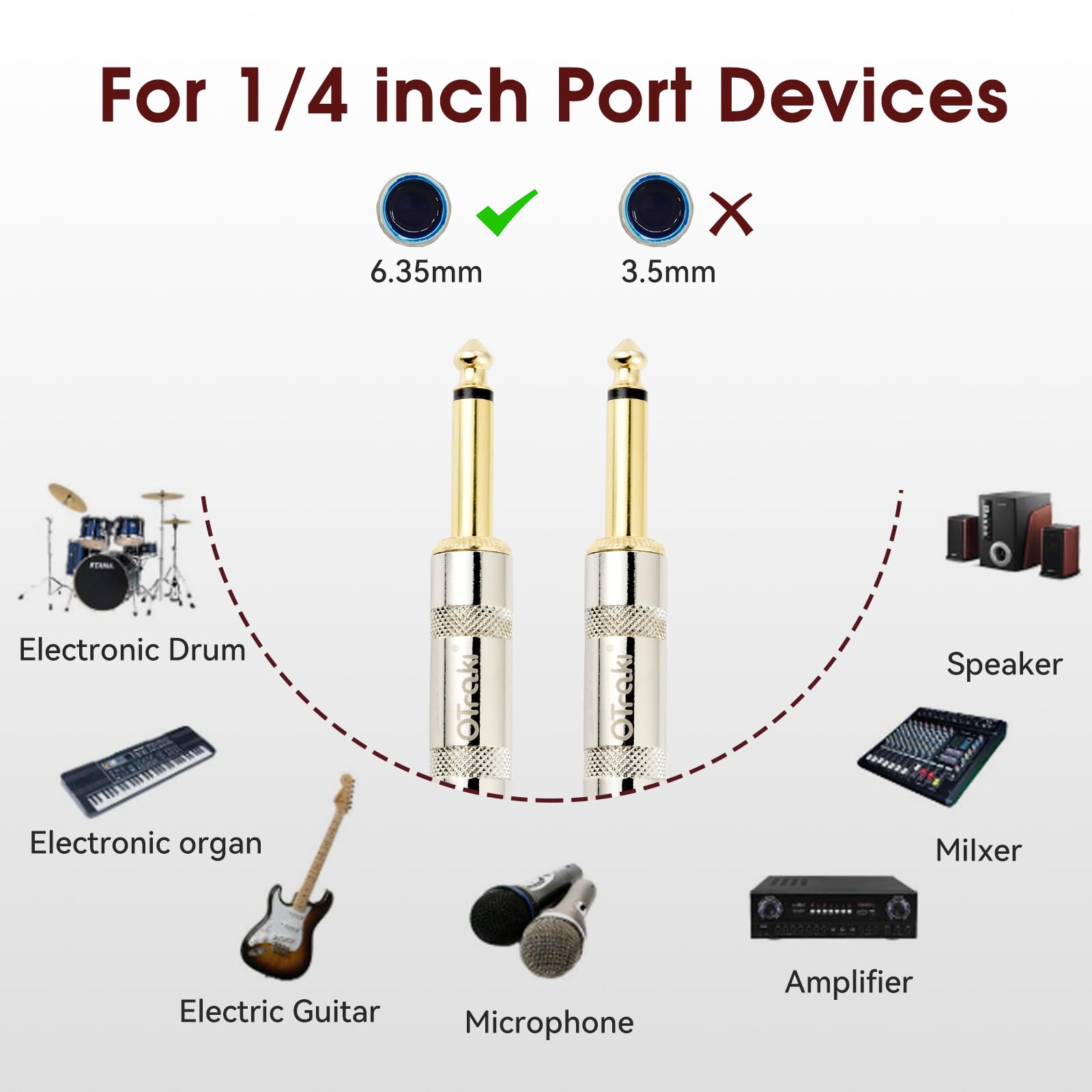 OTraki 3FT Guitar Cables 2 Pack Electric Guitar Chord 1/4 Inch Straight to Right Angle 6.35mm Gold Plated TS Plug Nylon Connect Guitar Instrument Cable for Guitar Bass Drum Audio Device 1M