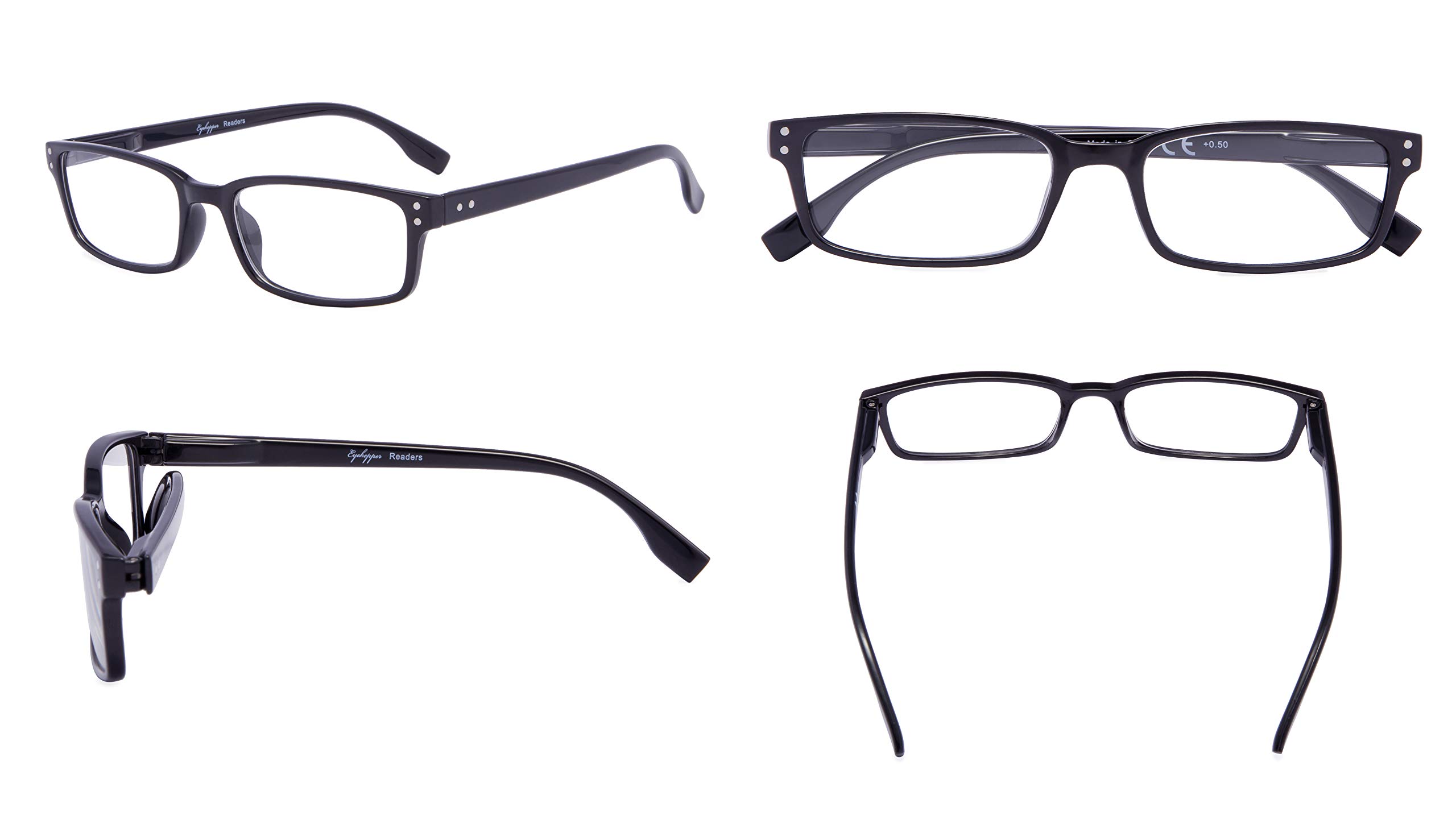 CessBlu 4 Pack Vintage Reading Glasses Men Comfort Readers Women Reading Eyeglasses(Black,+3.00)