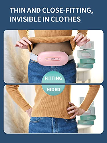 Slimpal Heating Pad for Cramps, Portable USB Cordless Heating Pad with Massager for Back Pain Relief, FSA HSA Eligible Heat Belt Gifts for Women Pink