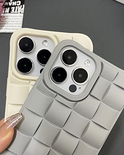 Ginkgonut Compatible with iPhone 13 Pro Max Case for Women/Girls, Cute 3D Laid Desgin Soft Silicone Shockproof Raised Bumper Corners Case for iPhone 13 Pro Max(Gray)