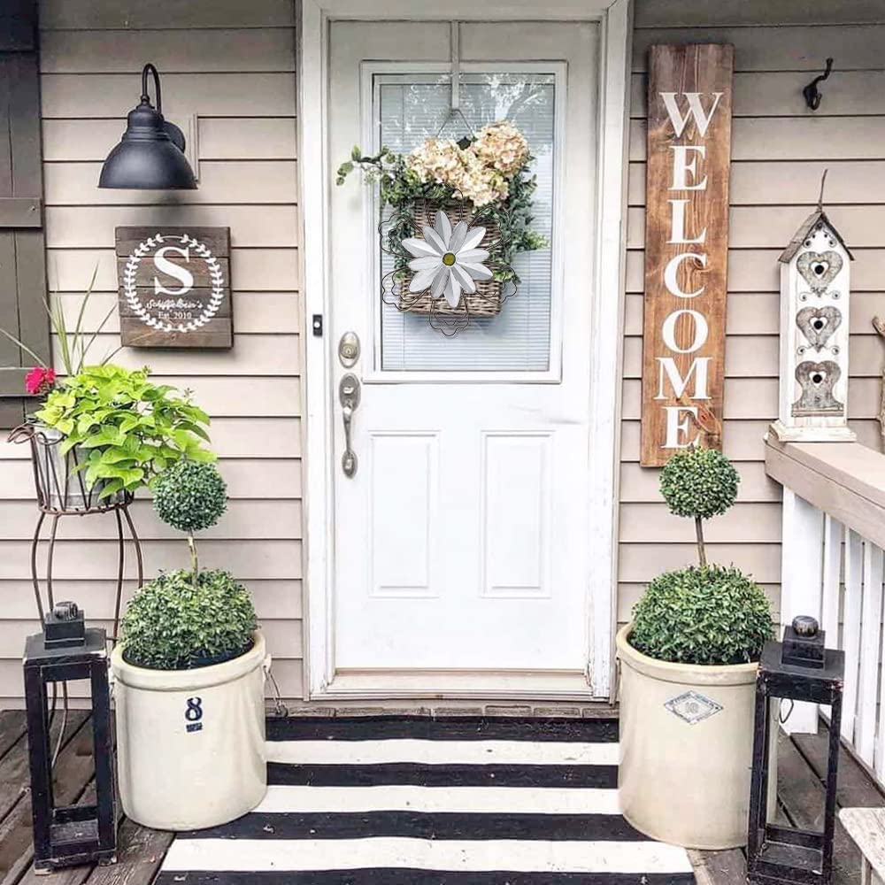 YEAHOME Metal Flower Wall Decor - 11 inch Wall Art Decorations Spring Yard Garden Rustic Farmhouse Home Decor Aesthetic for Bathroom, Bedroom, Kitchen, Outdoor Patio Garden Decor(Galvanized 1)