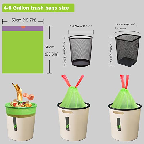 Small Trash Bags 4-6 Gallon,Extra Thick & Strong 4 Gallon Trash Bags Drawstring 5 Gallon Trash Bags Small Garbage Bags Unscented Waste Basket Liners Bags for Kitchen,Bathroom,Office(80 Counts)